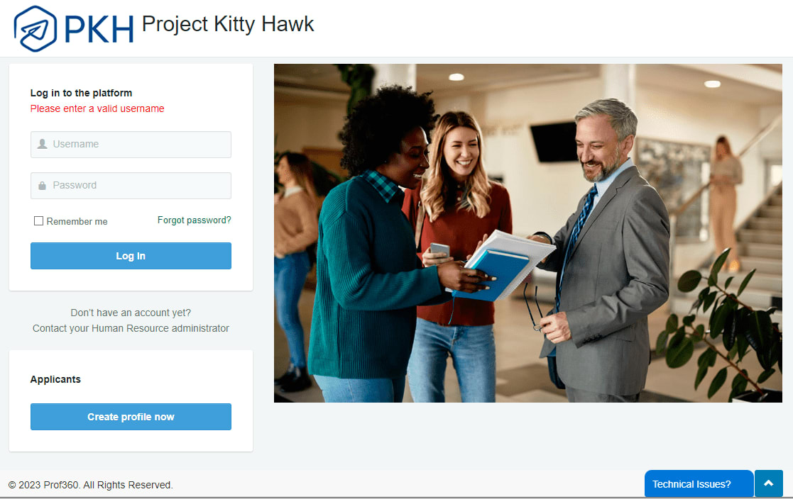 Project Kitty Hawk - Log In
