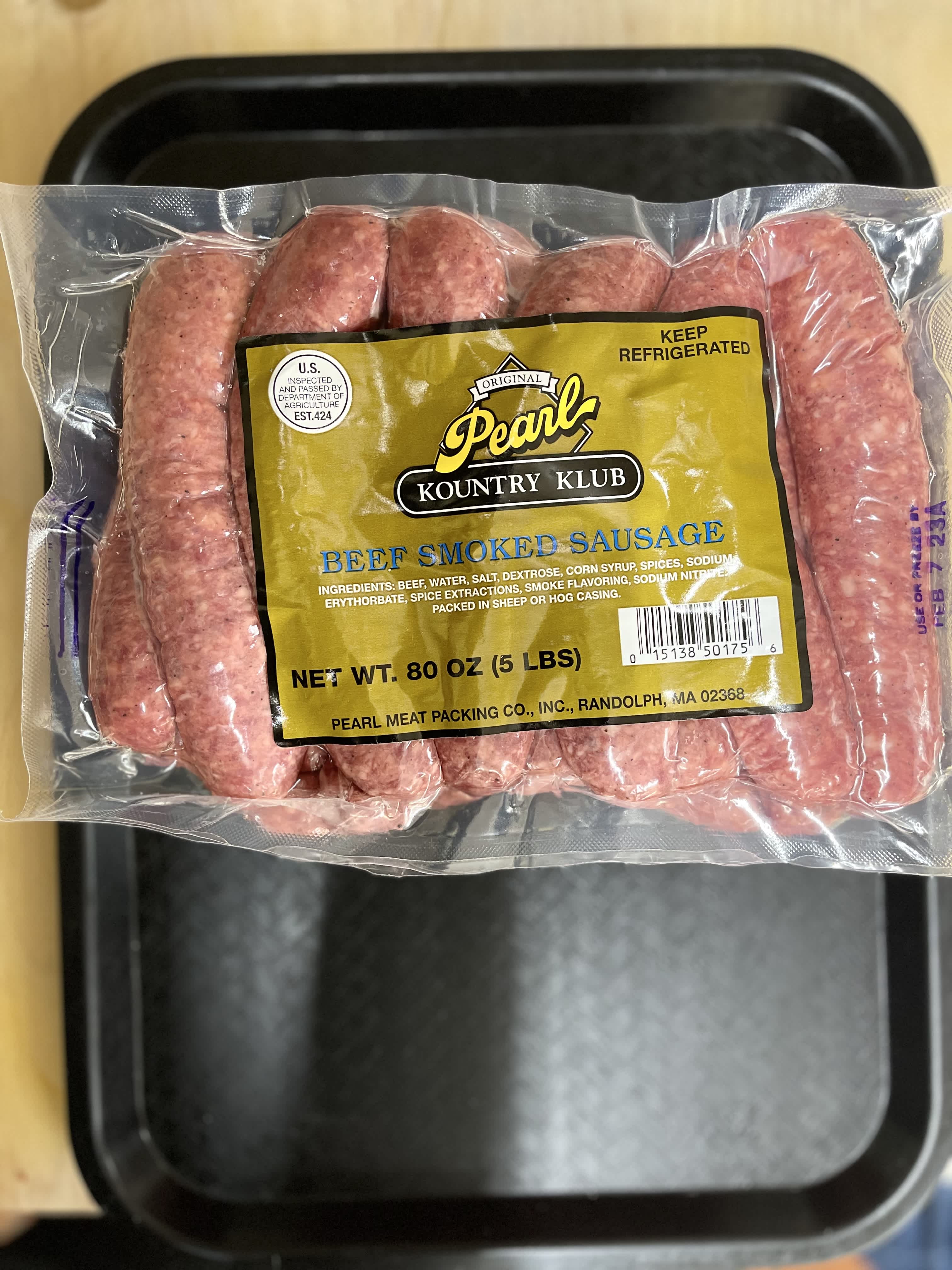 Pearl Beef Smoked Sausage - ( 5 lb pack) Delivery in Dorchester, MA ...