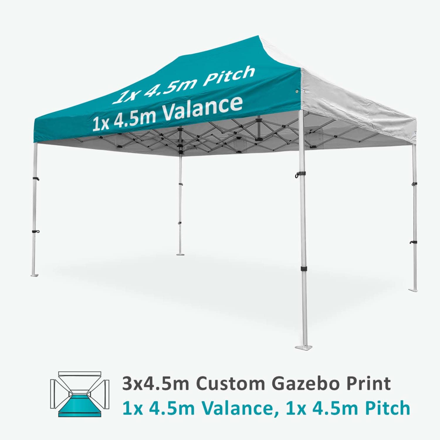 3x4.5m Custom Pro Lite "Compact" Aluminium Gazebo - Liquid Promotions