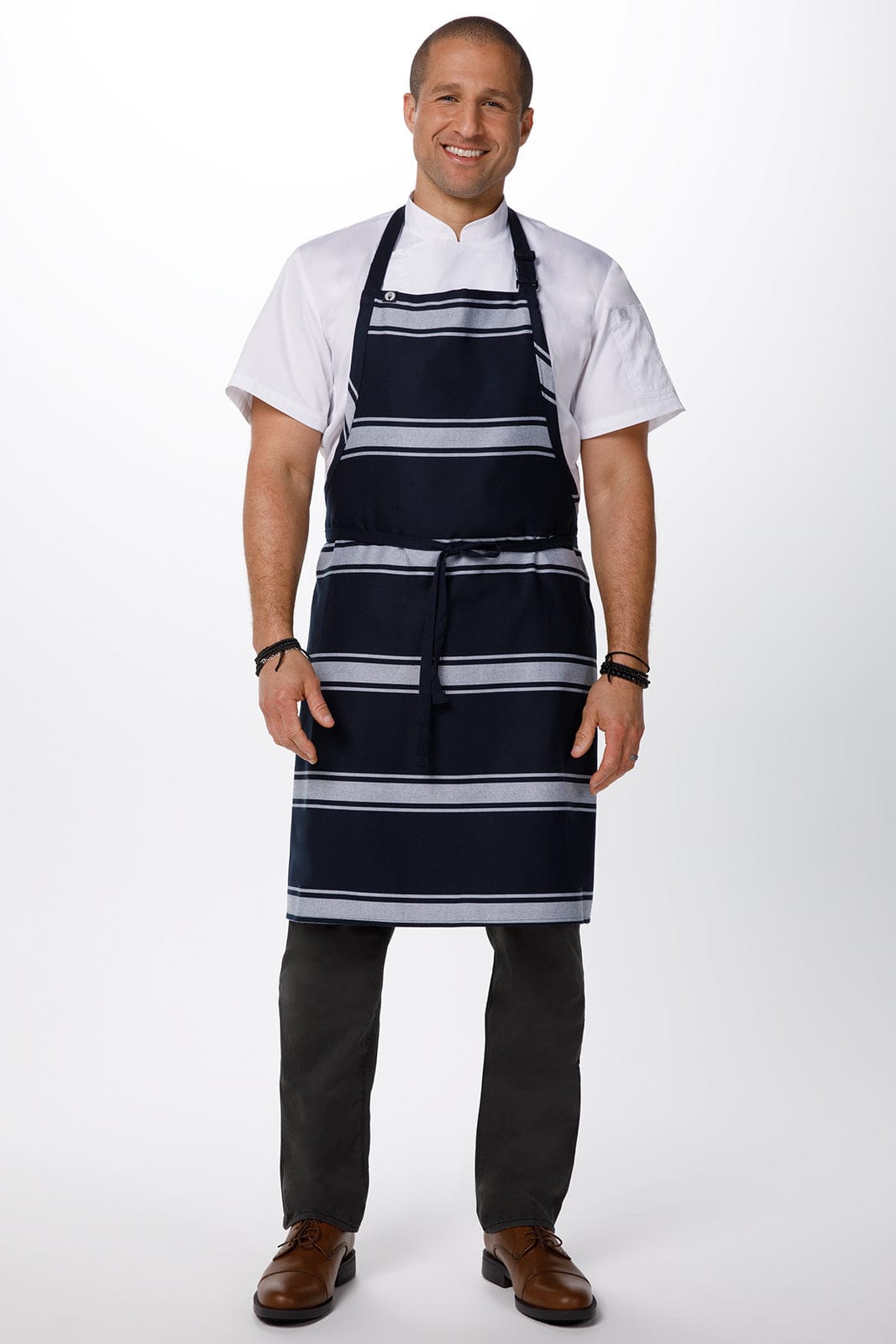Navy Butcher Stripe Bib Apron BSBA from Entity Brands | Aprons ...