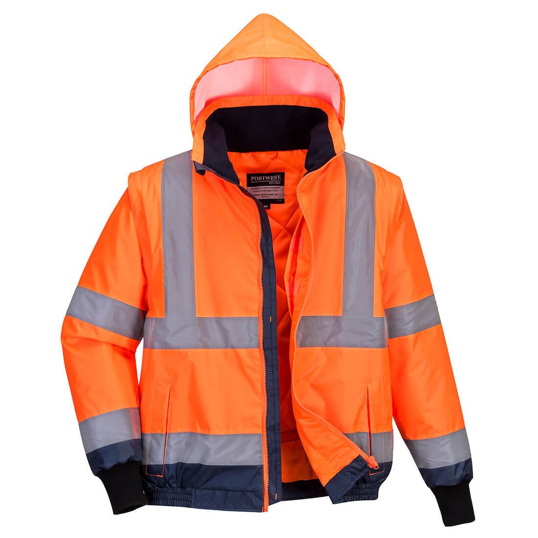 Hi-Vis 2-in-1 Contrast Essential Bomber Jacket MJ464 from Portwest ...