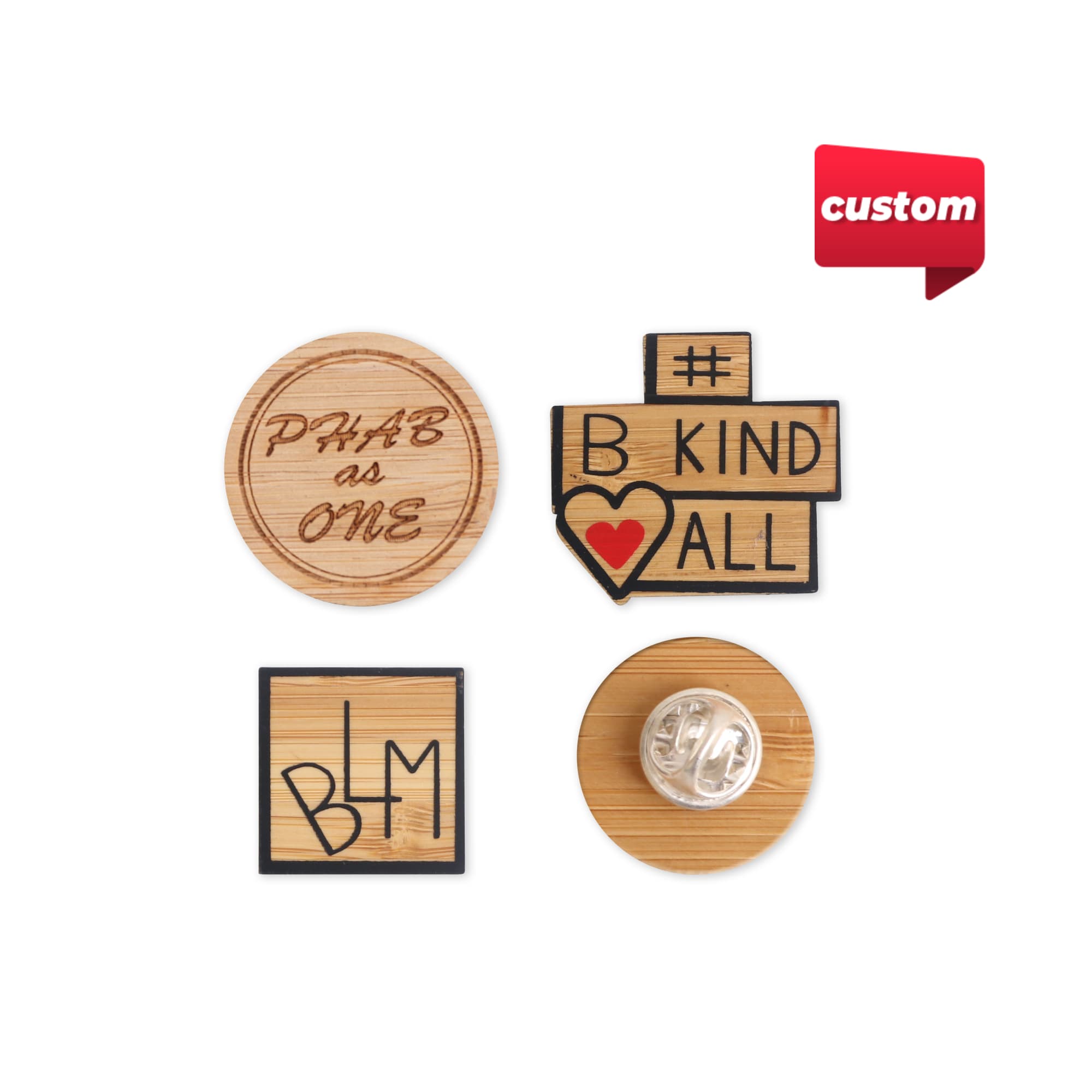 Custom Shaped Bamboo Pin - PCP050 | The Branding Office
