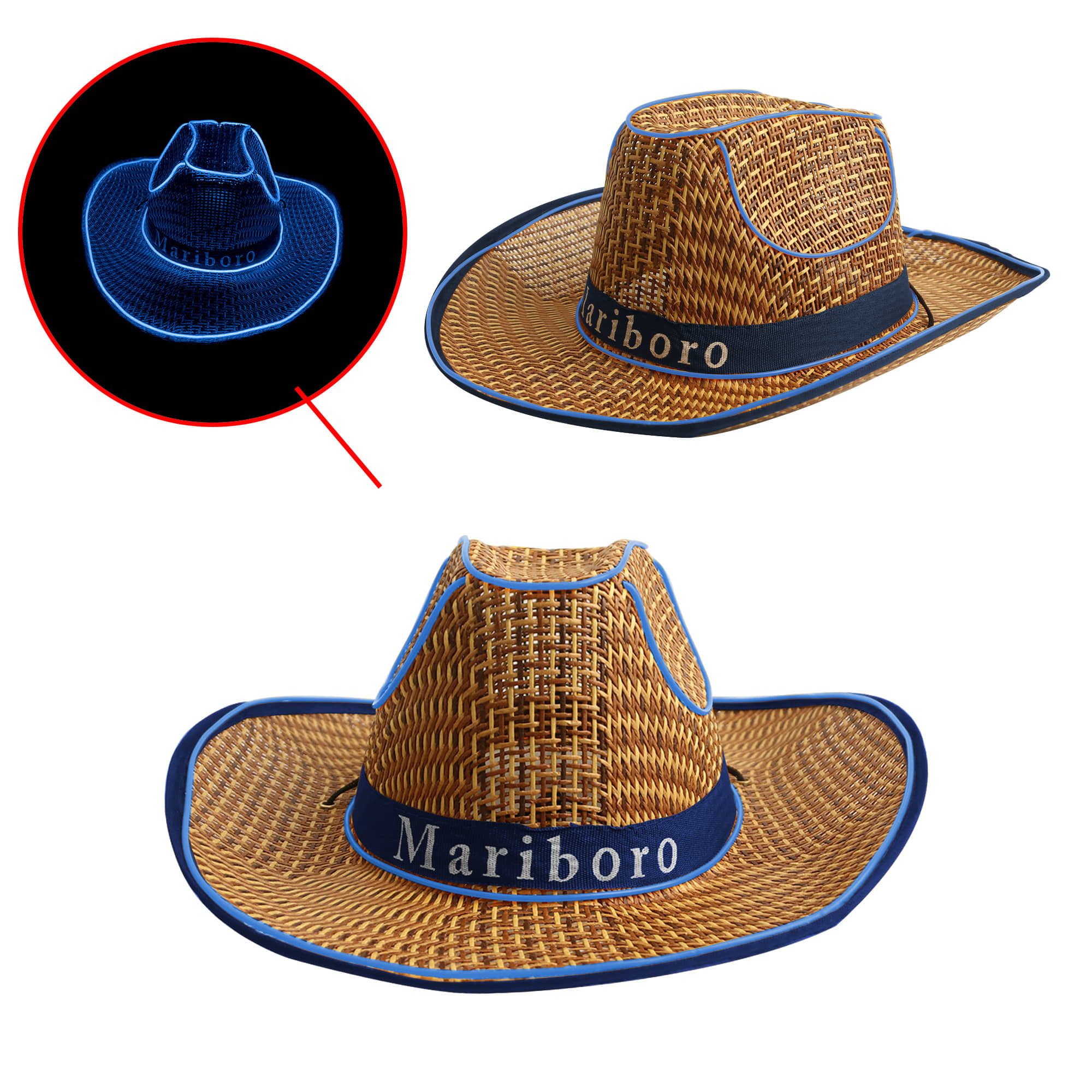 Light Up Straw Hats PXL152C from Promo Collection | Misc Headwear ...