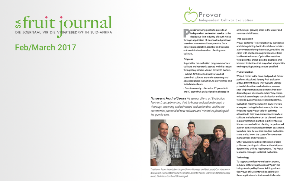 SA Fruit Journal Media Release Feb/March 2017 | Provar