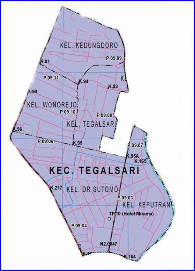 Peta Kecamatan Tegalsari Surabaya Pusat - Lokanesia