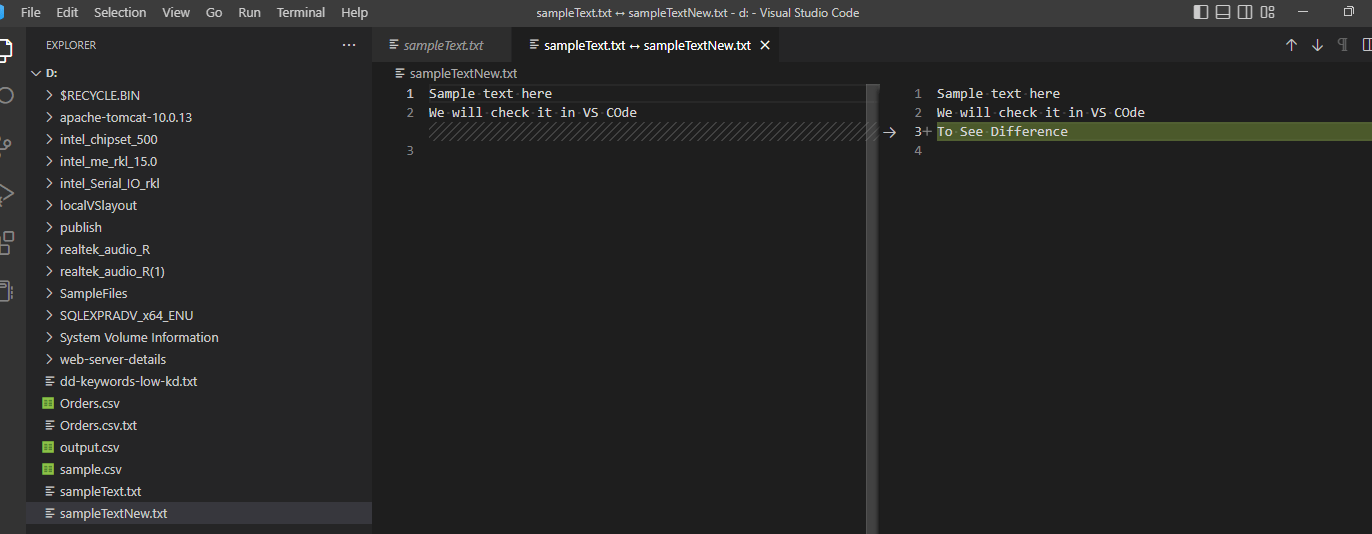 Compare 2 Files In VS Code QA With Experts