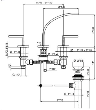 Rohl WA102L Modern-wave Widespread Lavatory Faucet With Lever Handles