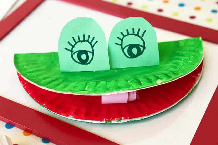 Paper Plate Frog Hand Puppet - QiDZ