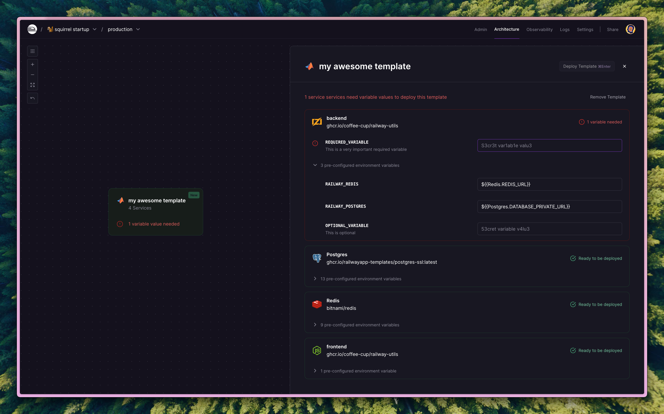 New template deploy flow - Railway Help Station
