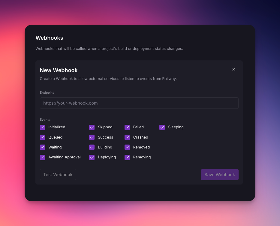 Webhooks | Railway Docs
