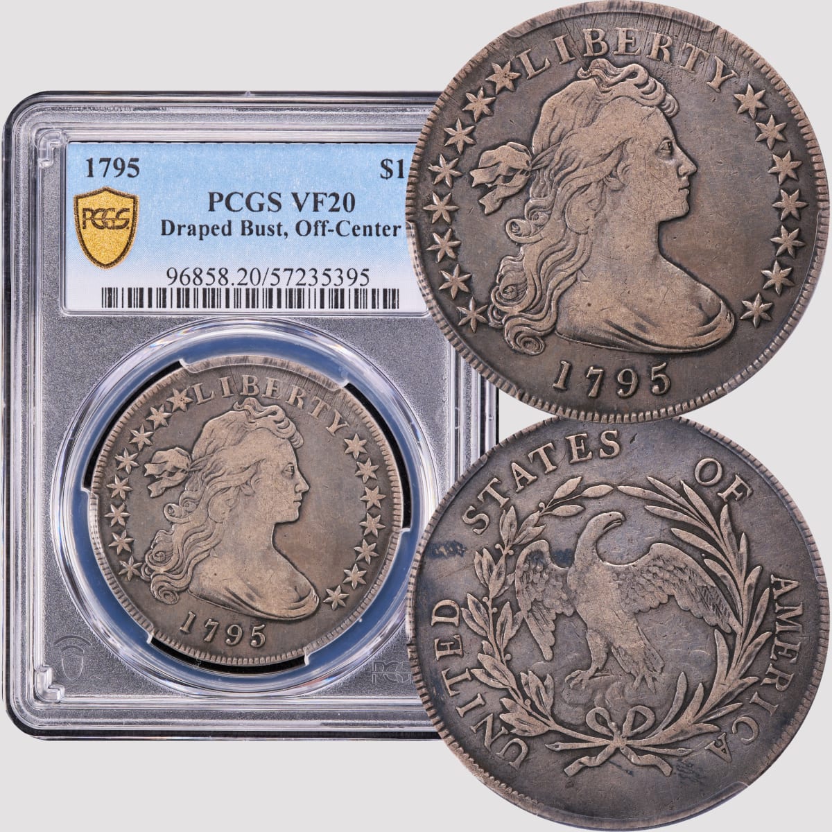 1795 Draped Bust Dollar ($1) Off-Center PCGS VF20 - Rarity7