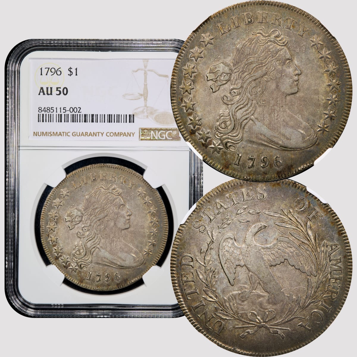 1796 Draped Bust Dollar ($1) Small Date Large Letters NGC AU50 - Rarity7