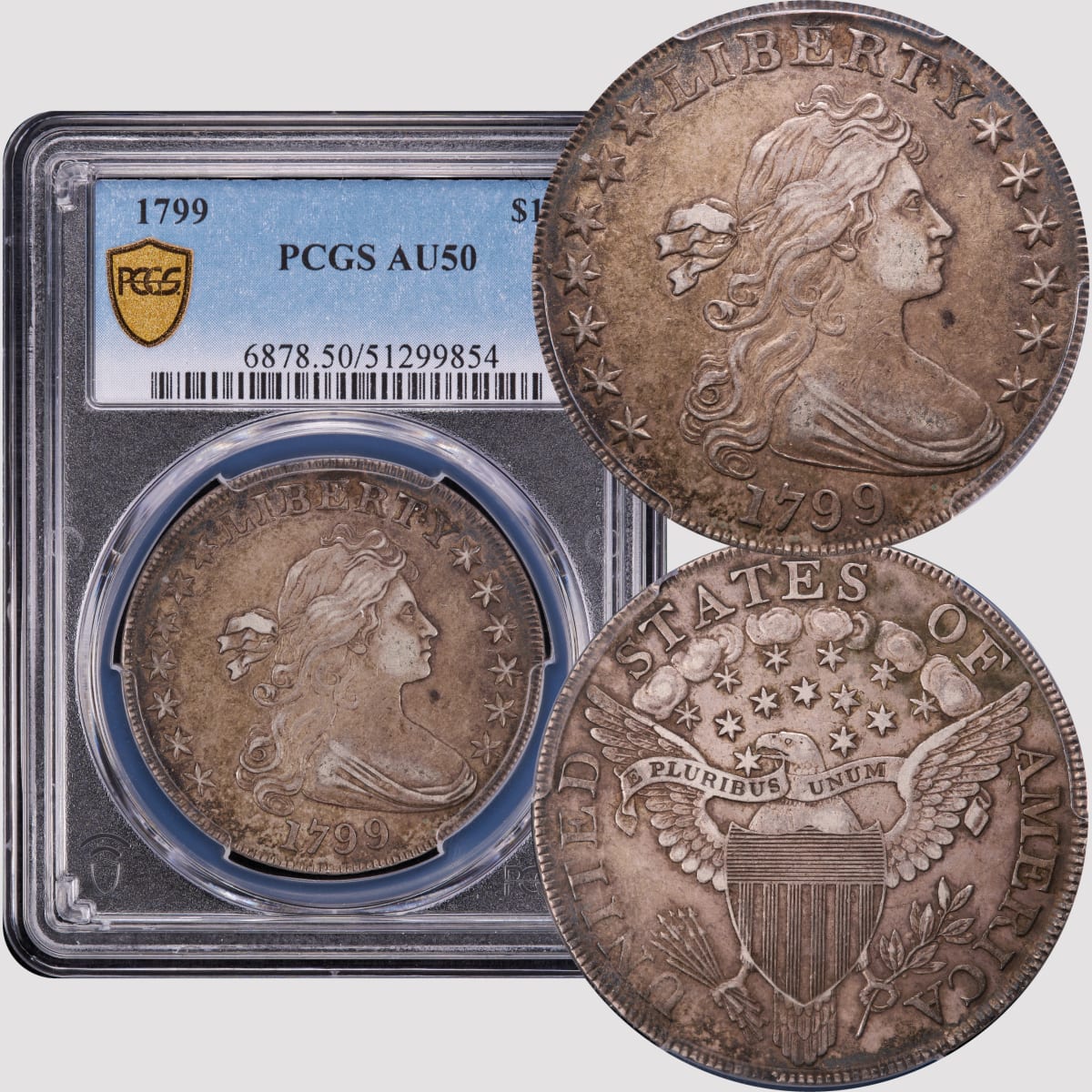 1799 Draped Bust Dollar ($1) PCGS AU50 - Rarity7