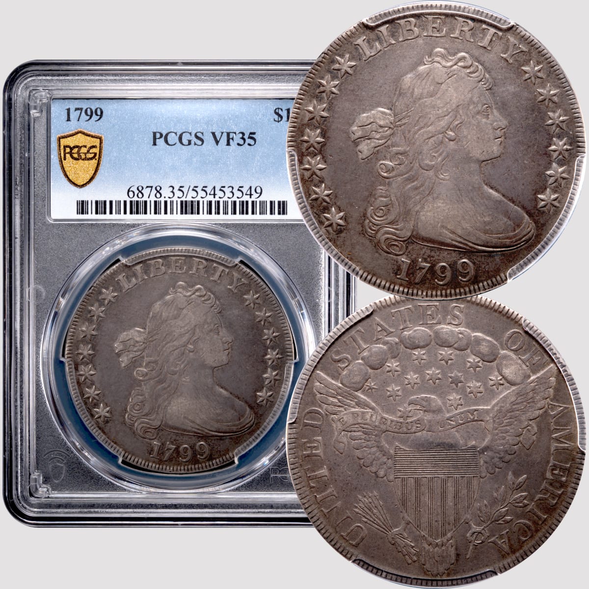 1799 Draped Bust Dollar ($1) PCGS VF35 - Rarity7