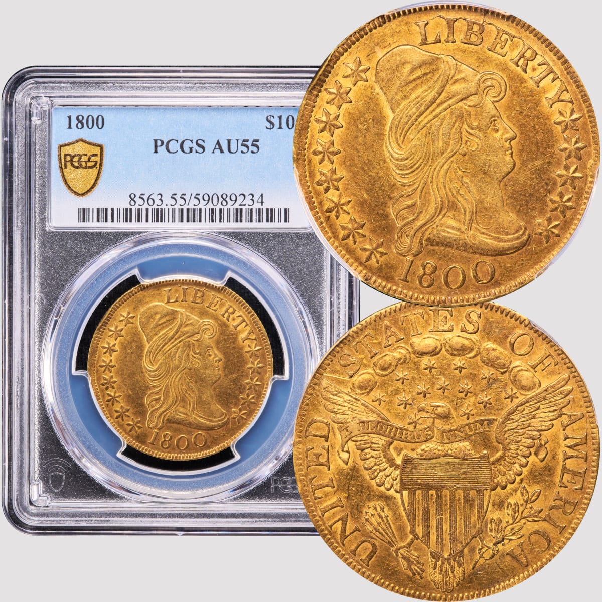 1800 Turban Head Gold Eagle ($10) PCGS AU55 - Rarity7