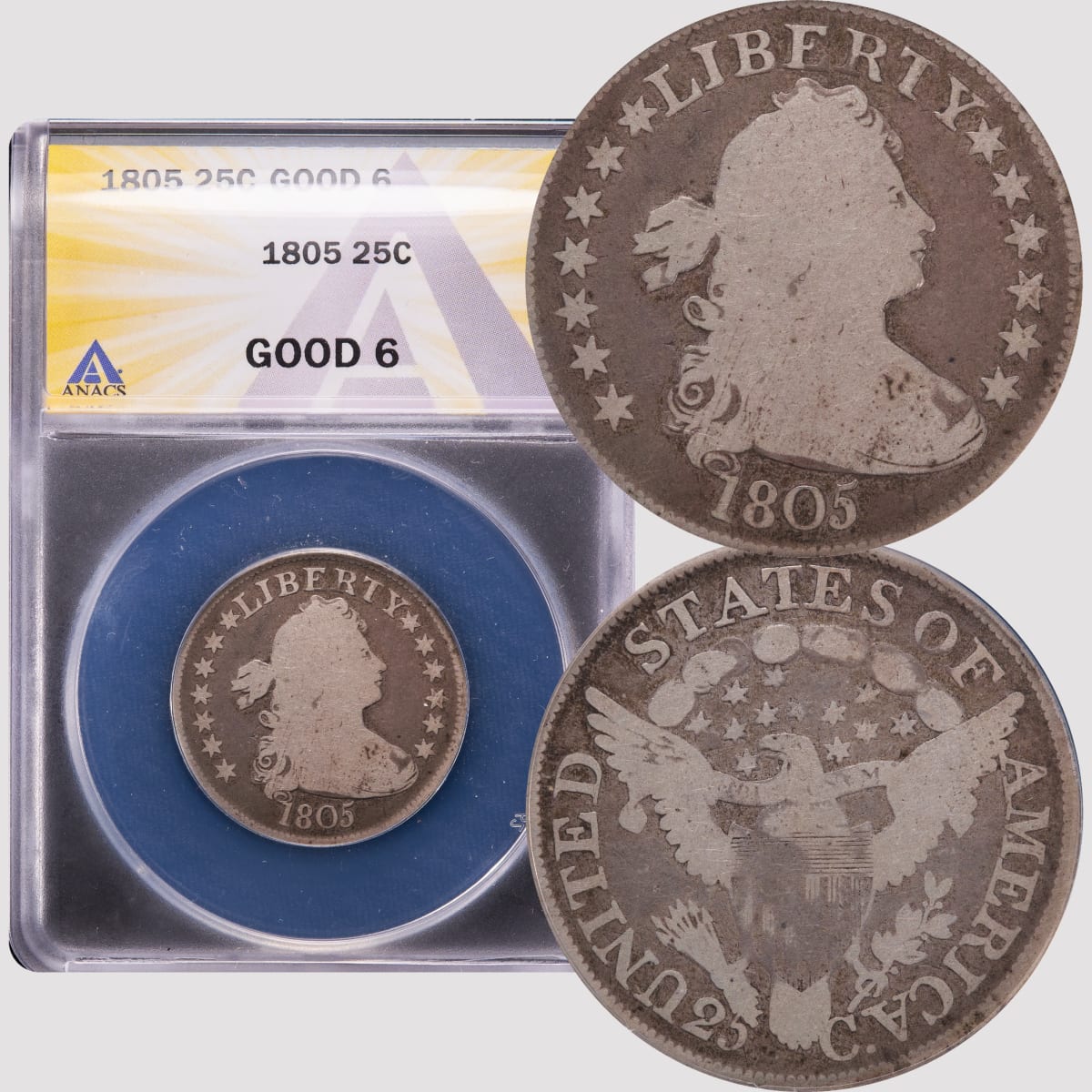 1805 Draped Bust Quarter (25c) ANACS G6 - Rarity7