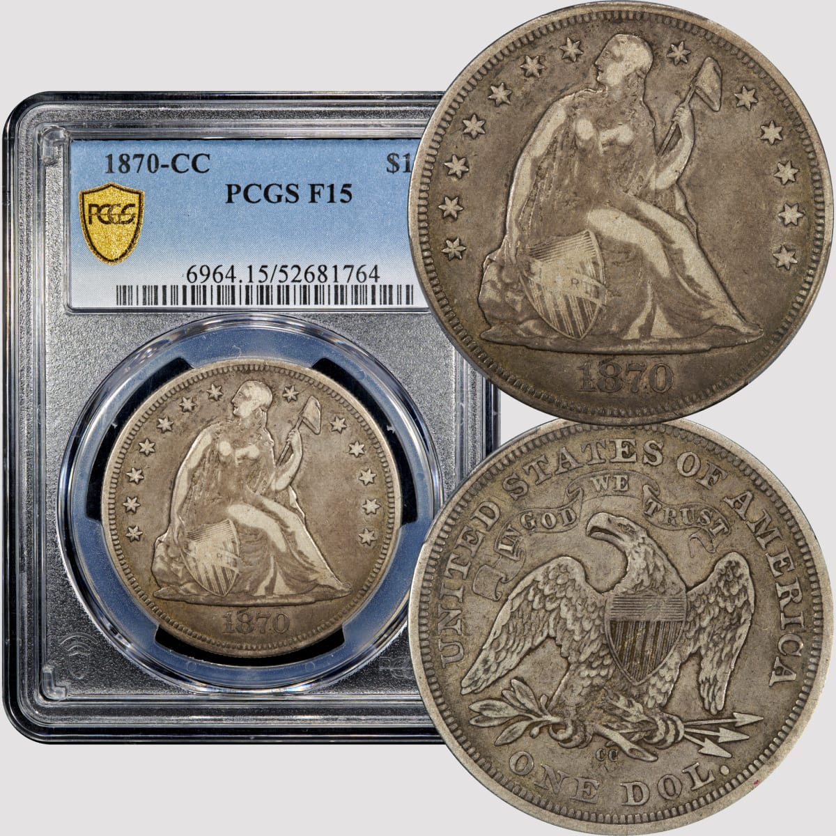 1870-CC Seated Liberty Dollar ($1) PCGS F15 - Rarity7