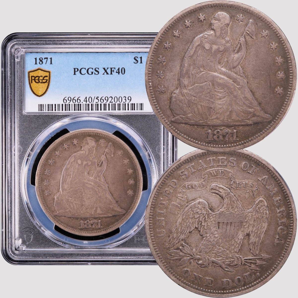 1871 Seated Liberty Dollar ($1) PCGS XF40 - Rarity7