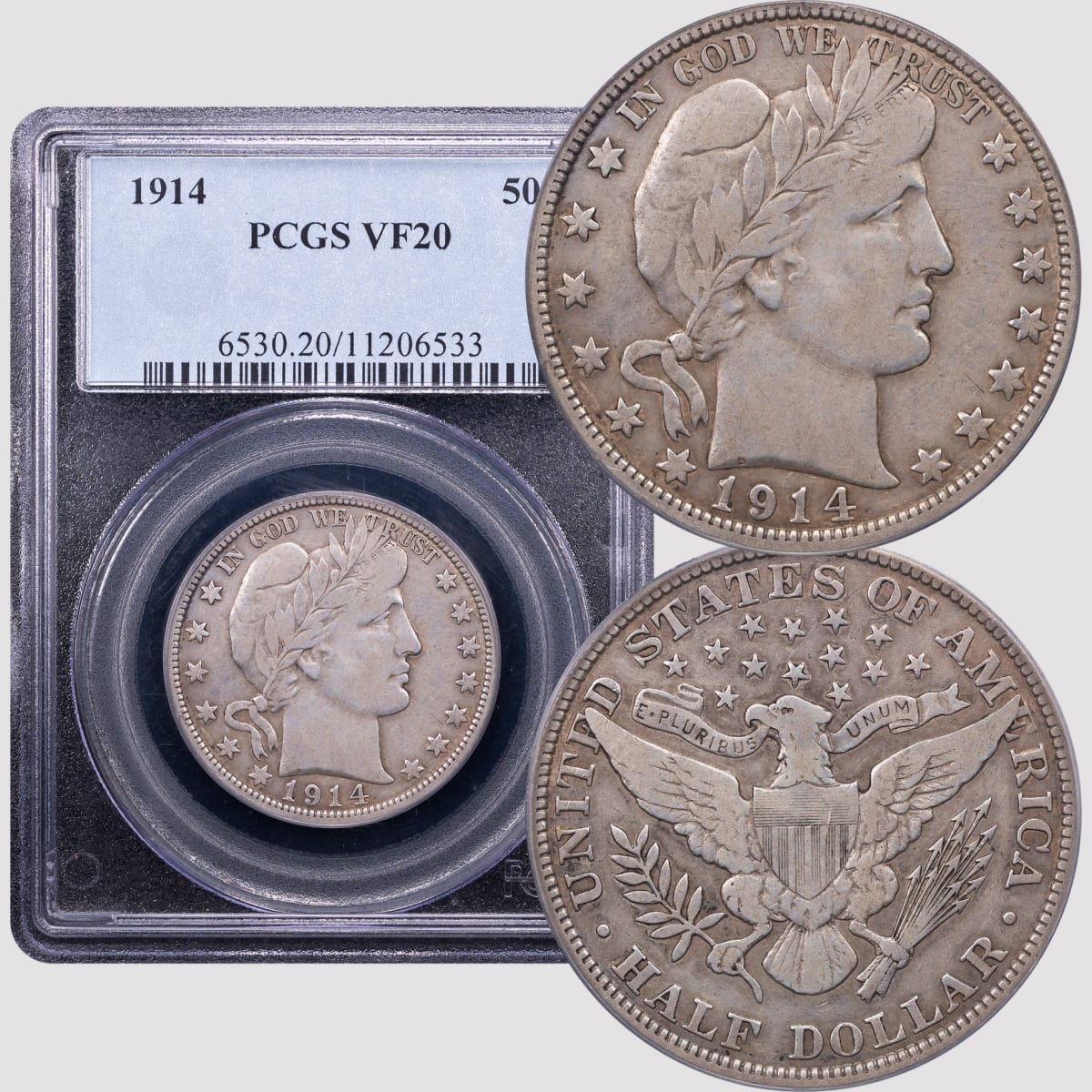 1914 Barber Half Dollar (50c) PCGS VF20 - Rarity7