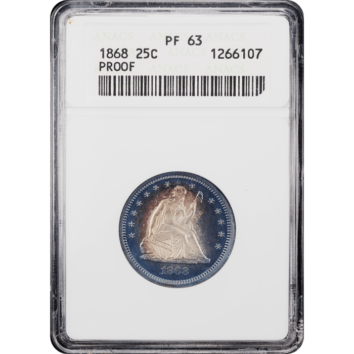 1868 Seated Liberty Quarter (25c) ANACS PR63 - Rarity7