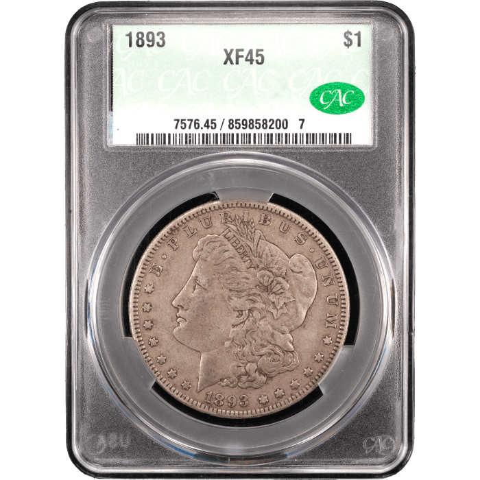 1893 Morgan Dollar ($1) CACG XF45 CAC - Rarity7