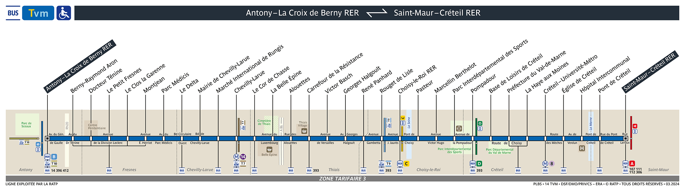 Bus Line TVM: map, stops, and real-time schedules | Bonjour RATP