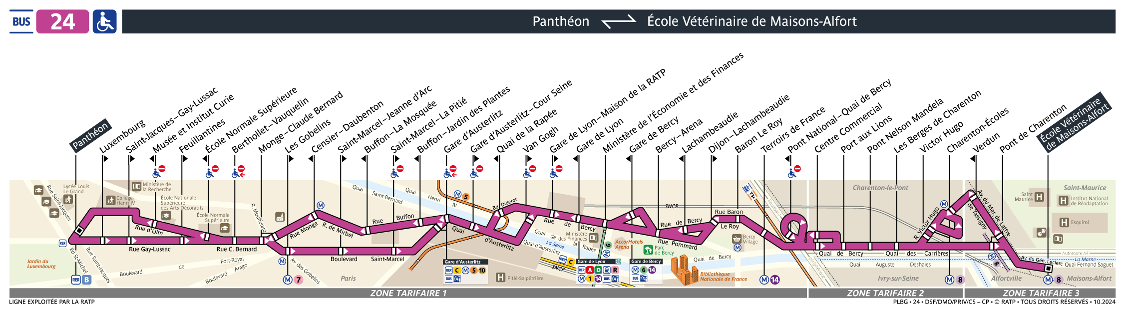 Bus Line 24: map, stops, and real-time schedules | Bonjour RATP