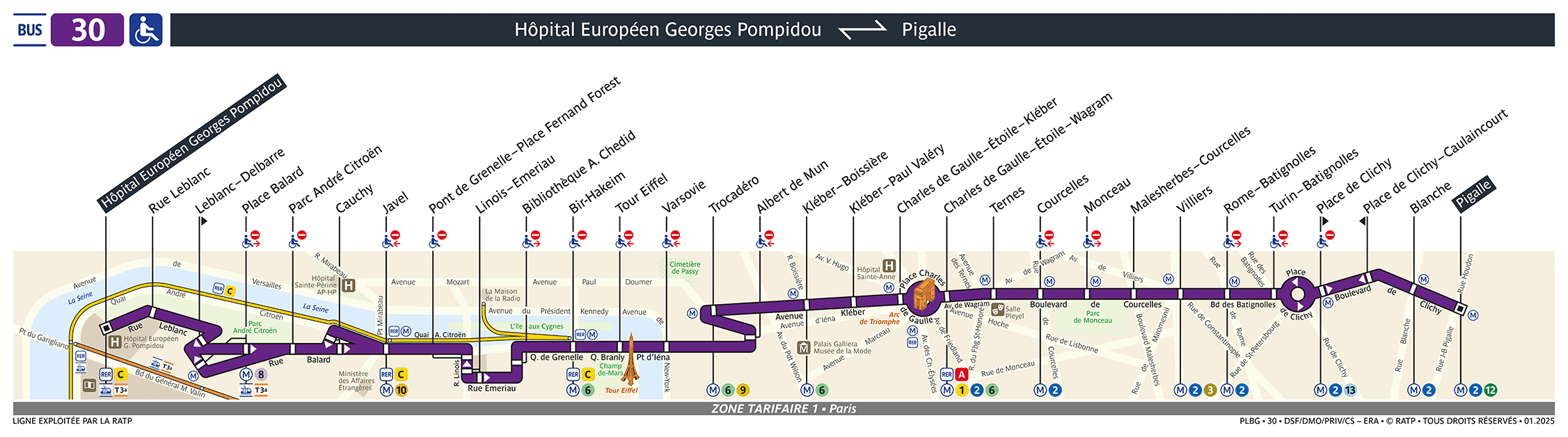 Bus Line 30: map, stops, and real-time schedules | Bonjour RATP