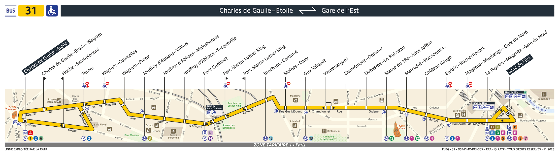 Bus Line 31: map, stops, and real-time schedules | Bonjour RATP