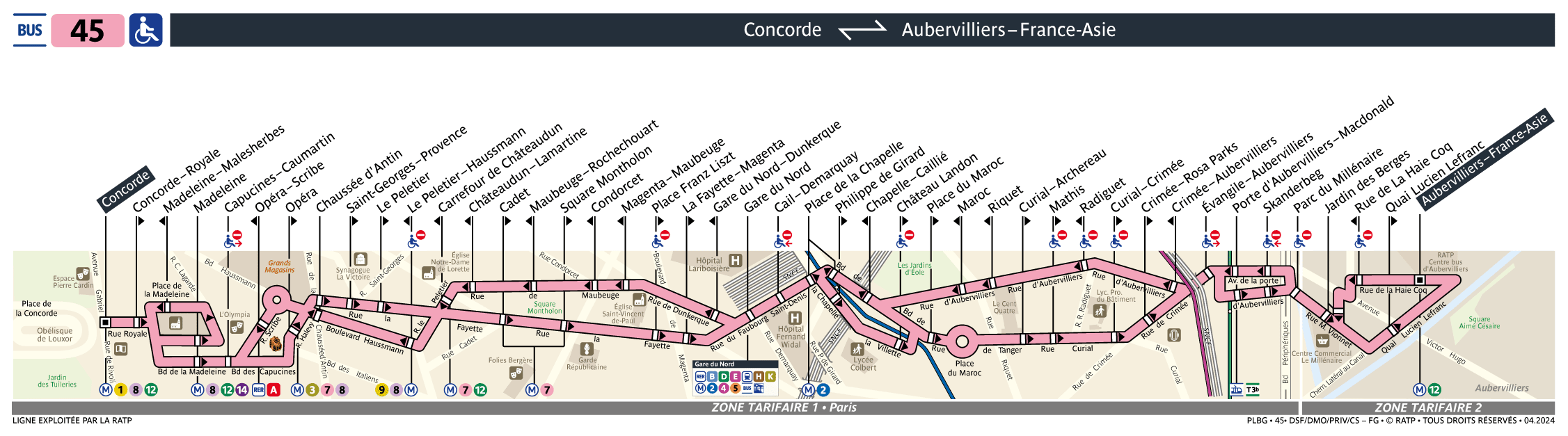 Bus Ligne 45 : plan, arrêts et horaires en temps réel | Bonjour RATP