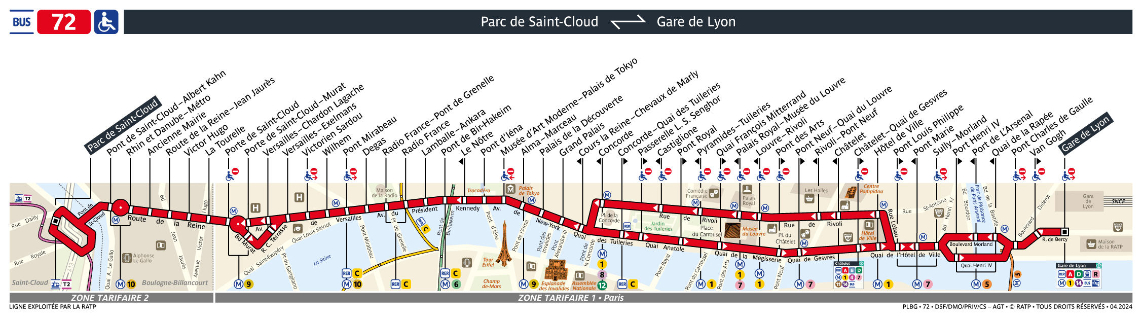 Bus Line 72: map, stops, and real-time schedules | Bonjour RATP