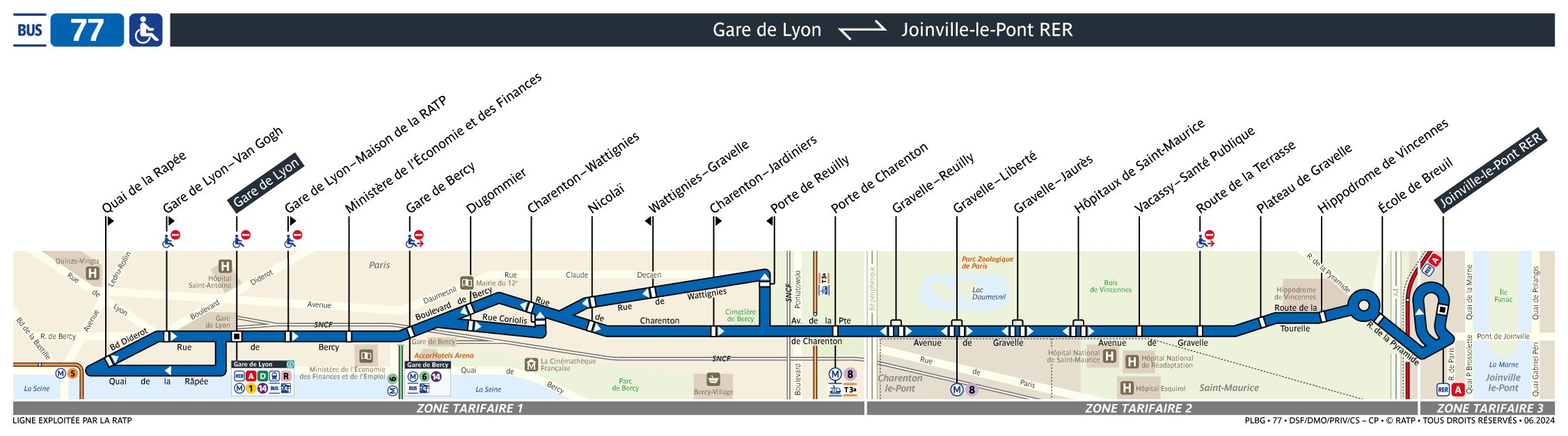 Bus Line 77: map, stops, and real-time schedules | Bonjour RATP