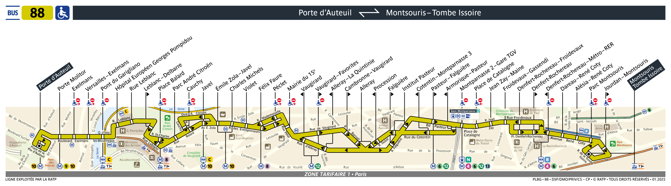 Bus Line 88: map, stops, and real-time schedules | Bonjour RATP