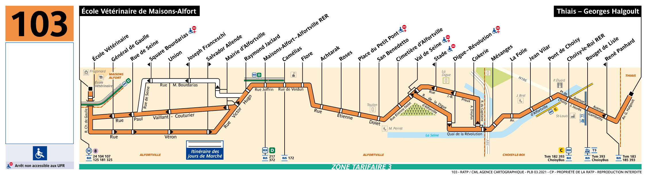 Bus Line 103: map, stops, and real-time schedules | Bonjour RATP