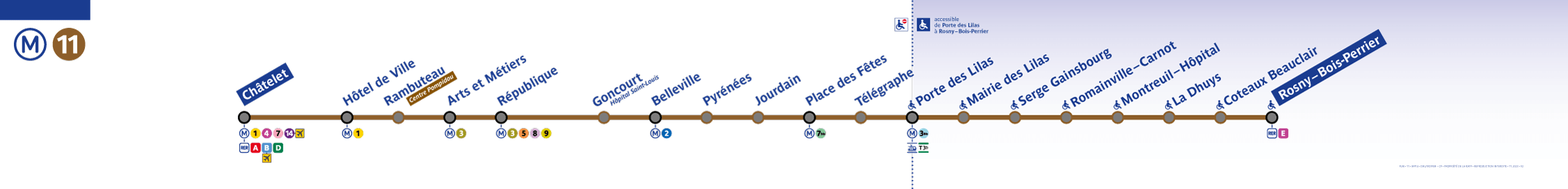 Metro Line 11: map, stations, and real-time schedules | Bonjour RATP