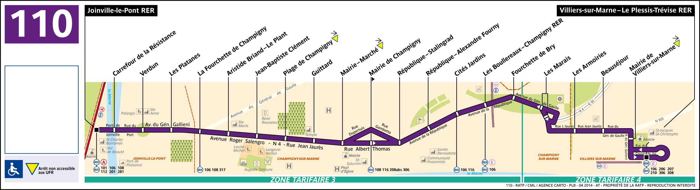 Bus Ligne 110 : plan, arrêts et horaires en temps réel | Bonjour RATP