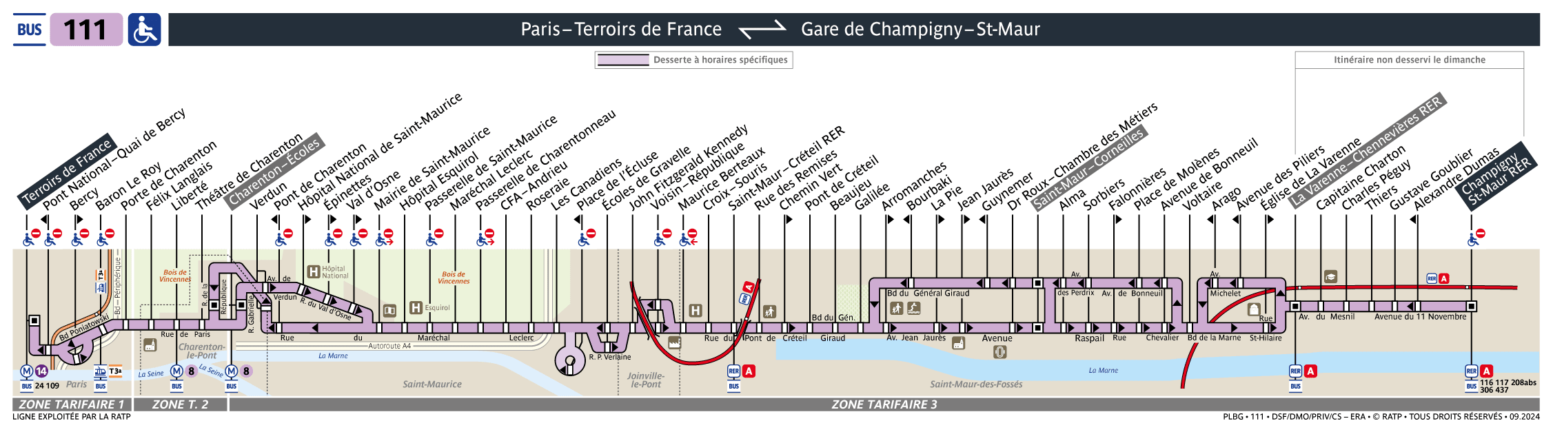 Bus Line 111: map, stops, and real-time schedules | Bonjour RATP