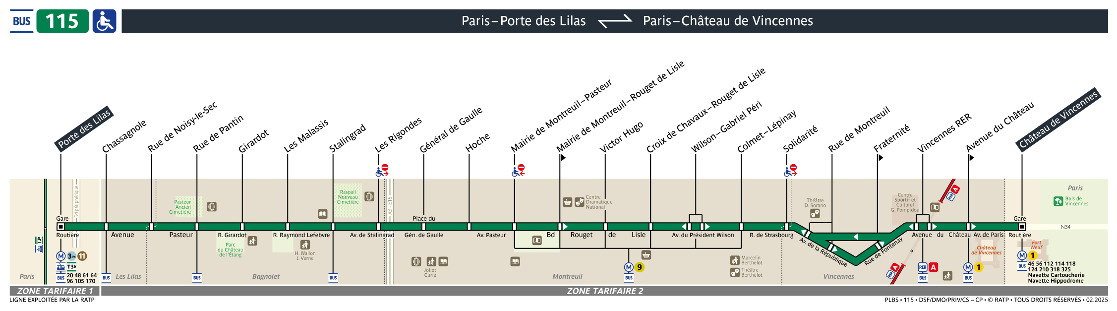 Bus Line 115: map, stops, and real-time schedules | Bonjour RATP