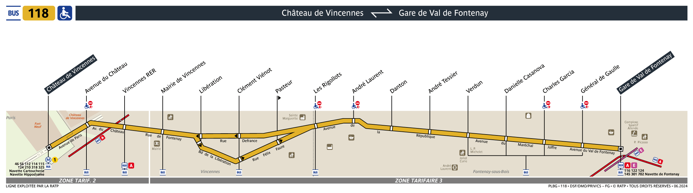 Bus Ligne 118 : plan, arrêts et horaires en temps réel | Bonjour RATP