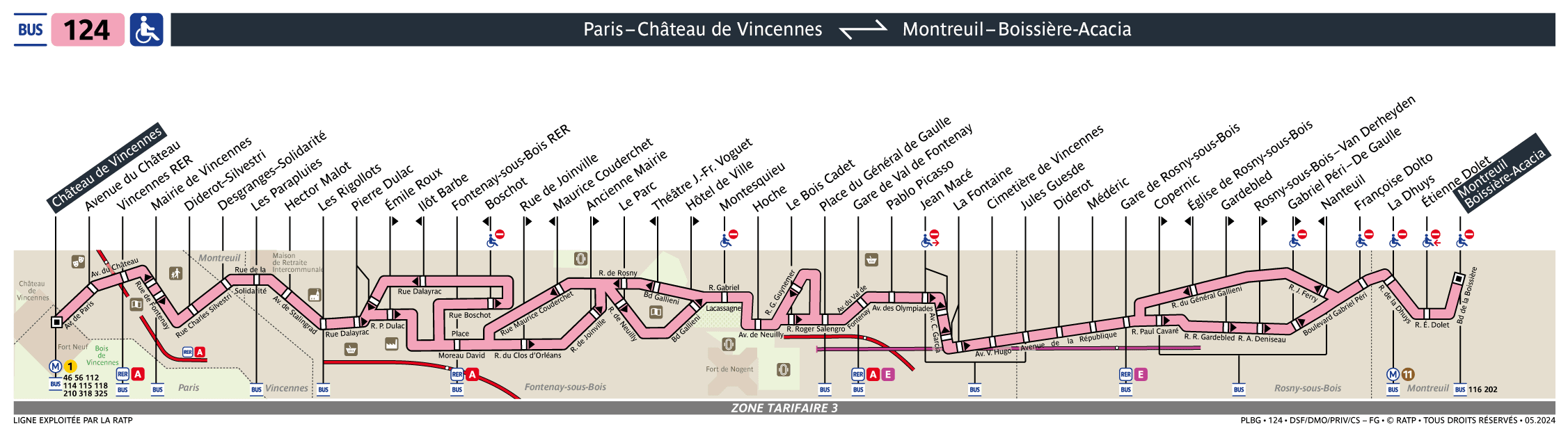 Bus Ligne 124 : plan, arrêts et horaires en temps réel | Bonjour RATP