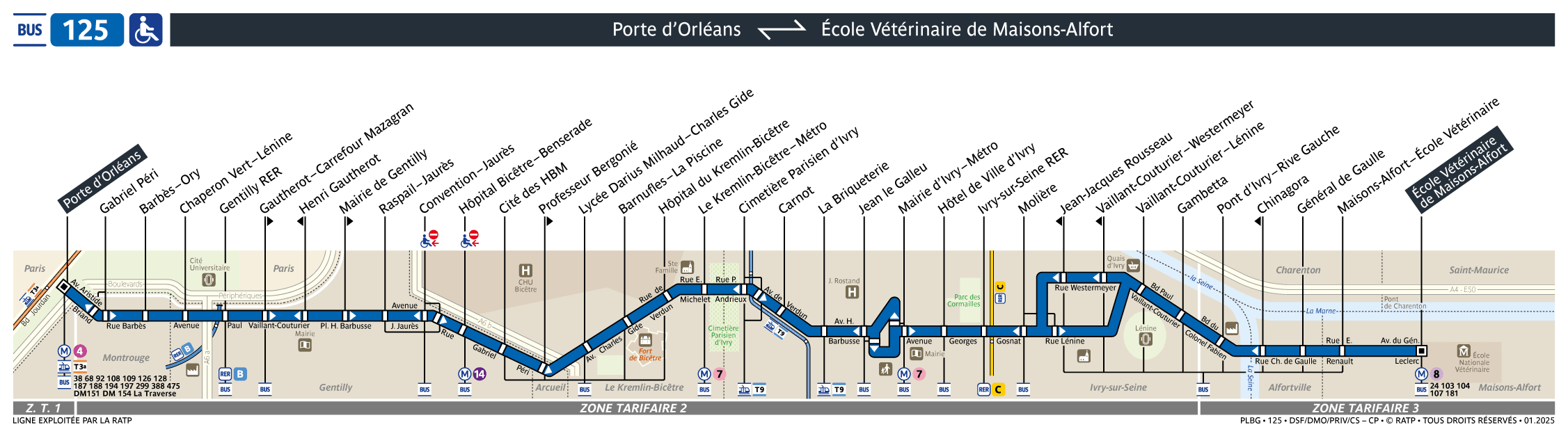 Bus Ligne 125 : plan, arrêts et horaires en temps réel | Bonjour RATP