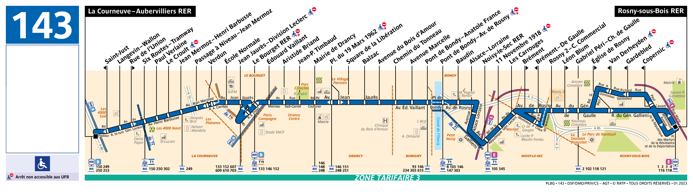 Bus Line 143: map, stops, and real-time schedules | Bonjour RATP