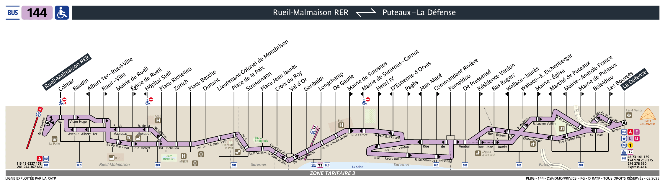 Bus Ligne 144 : plan, arrêts et horaires en temps réel | Bonjour RATP