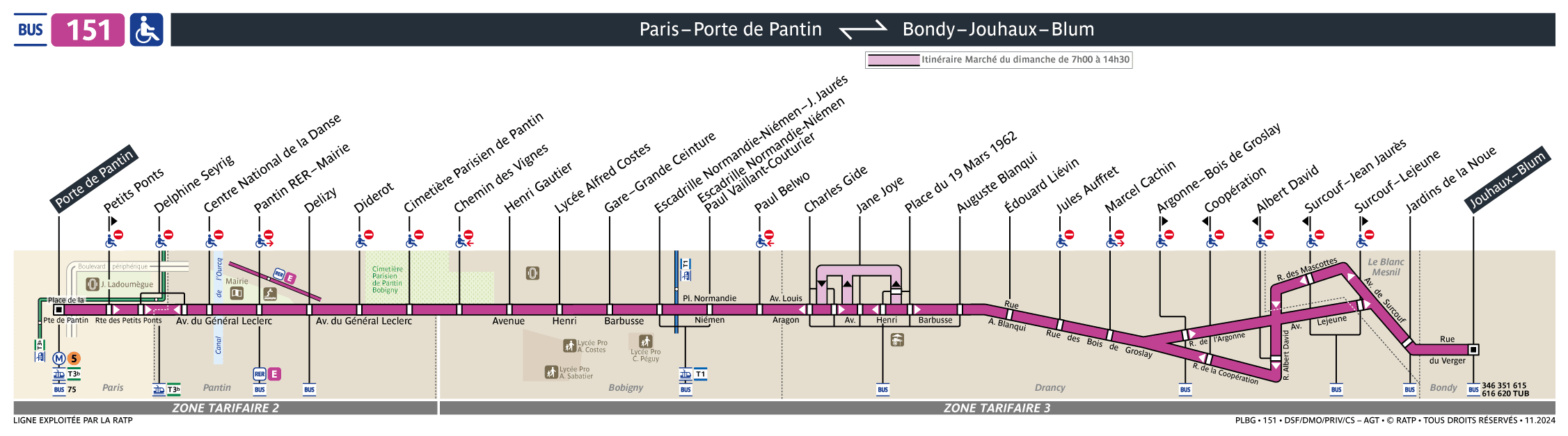 Bus Line 151: map, stops, and real-time schedules | Bonjour RATP
