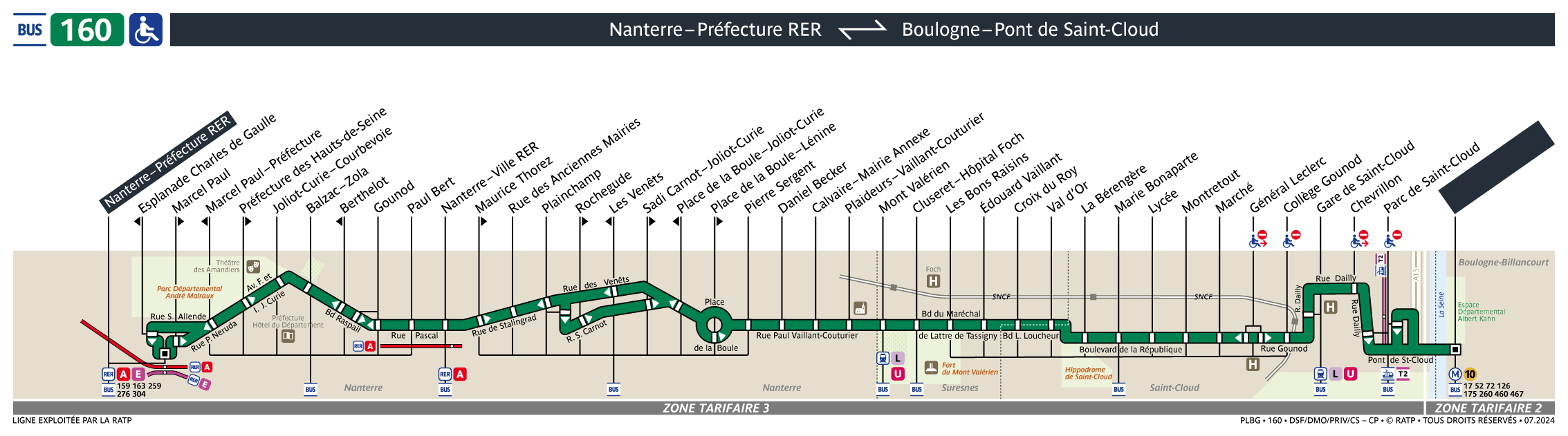 Bus Ligne 160 : plan, arrêts et horaires en temps réel | Bonjour RATP