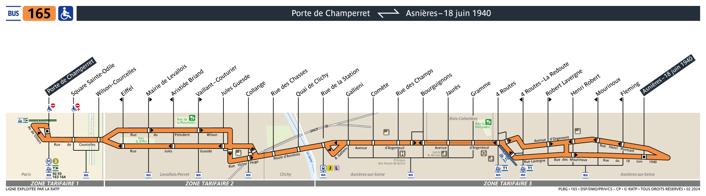 Bus Line 165: map, stops, and real-time schedules | Bonjour RATP