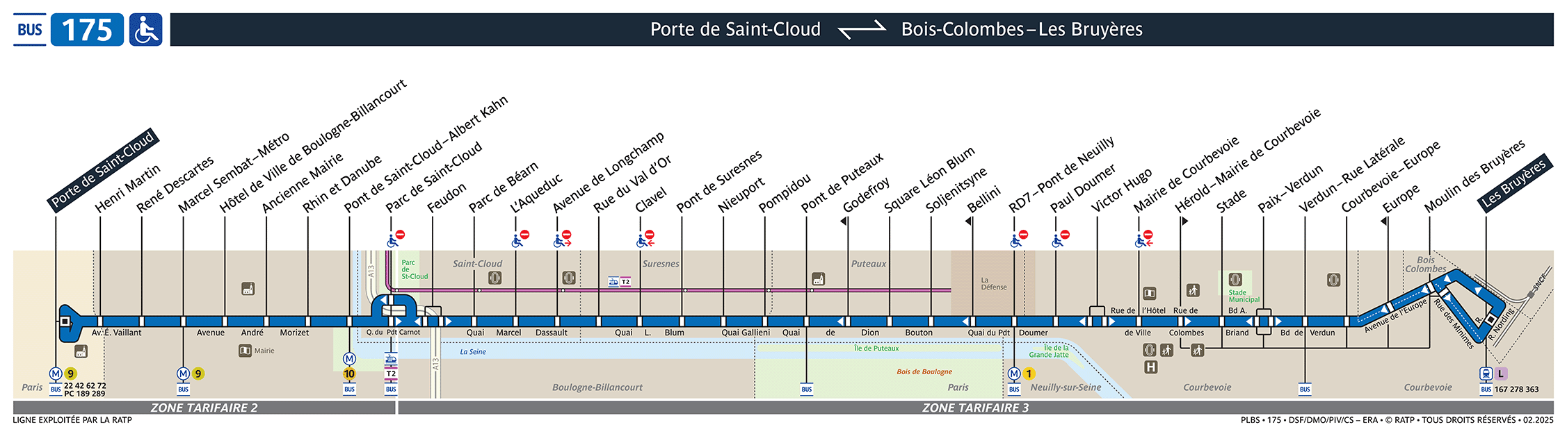 Bus Line 175: map, stops, and real-time schedules | Bonjour RATP