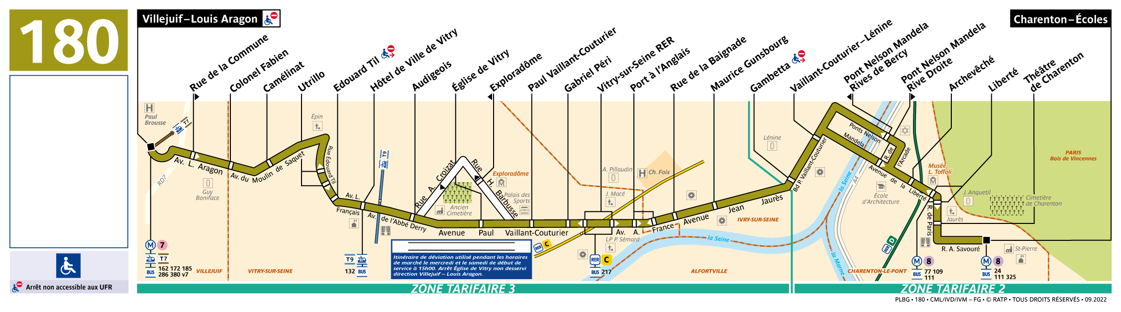 Bus Line 180: map, stops, and real-time schedules | Bonjour RATP