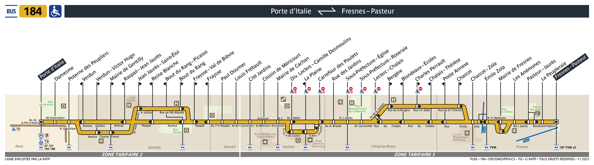 Bus Line 184: map, stops, and real-time schedules | Bonjour RATP