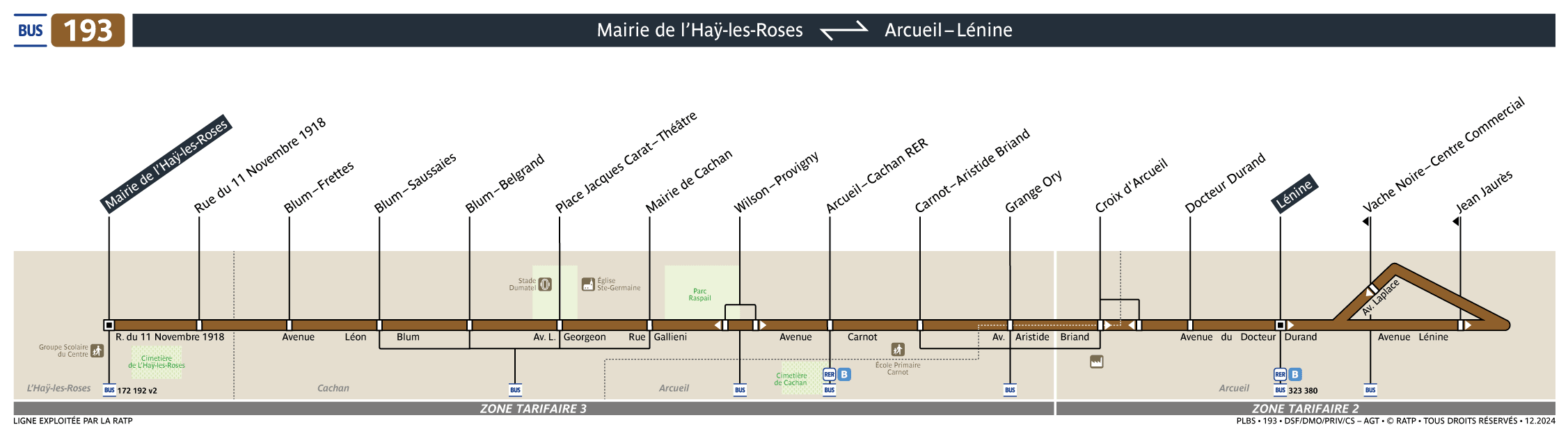 Bus Ligne 193 : plan, arrêts et horaires en temps réel | Bonjour RATP